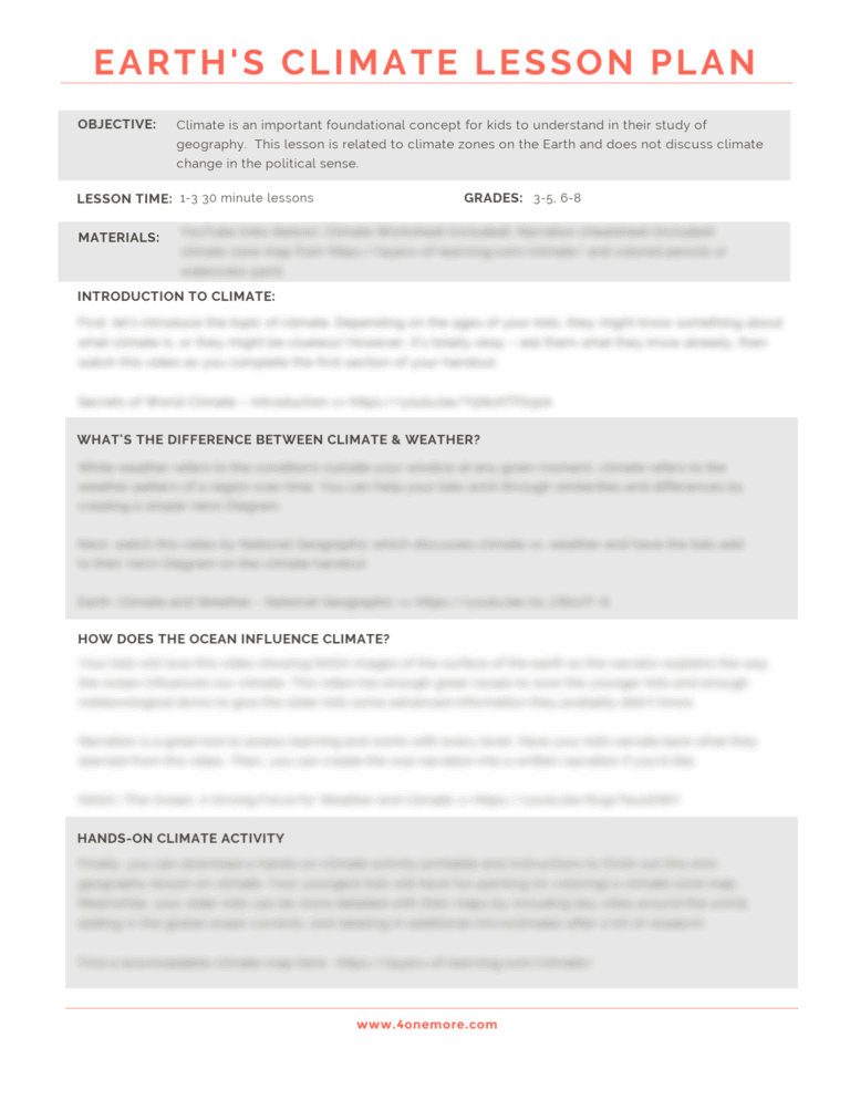Geography Mini Lessons - Imports & Earth's Climate Map - 4onemore