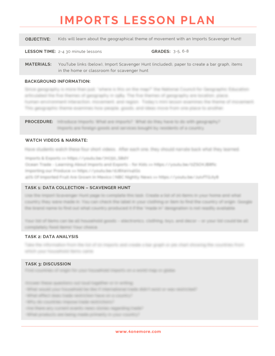 Geography Mini Lessons - Imports & Earth's Climate Map - 4onemore
