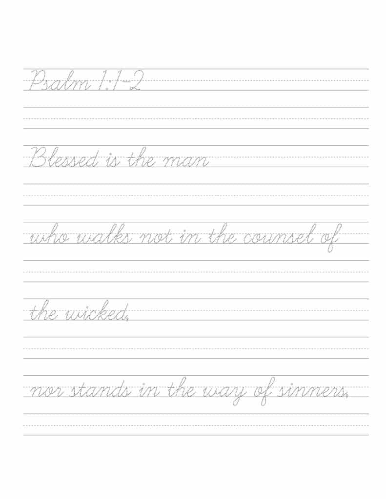 Psalm 1 Memory Verse Cards + Copywork Pack - 4onemore