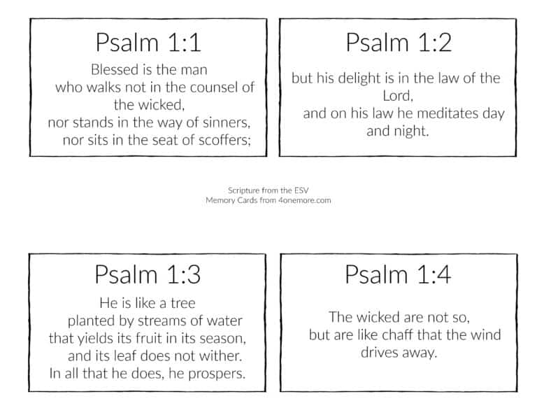 Psalm 1 Memory Verse Cards + Copywork Pack - 4onemore