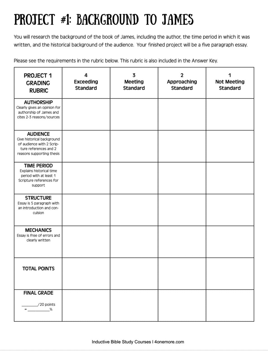 James: Self Study Workbook for Inductive Bible Study - 4onemore