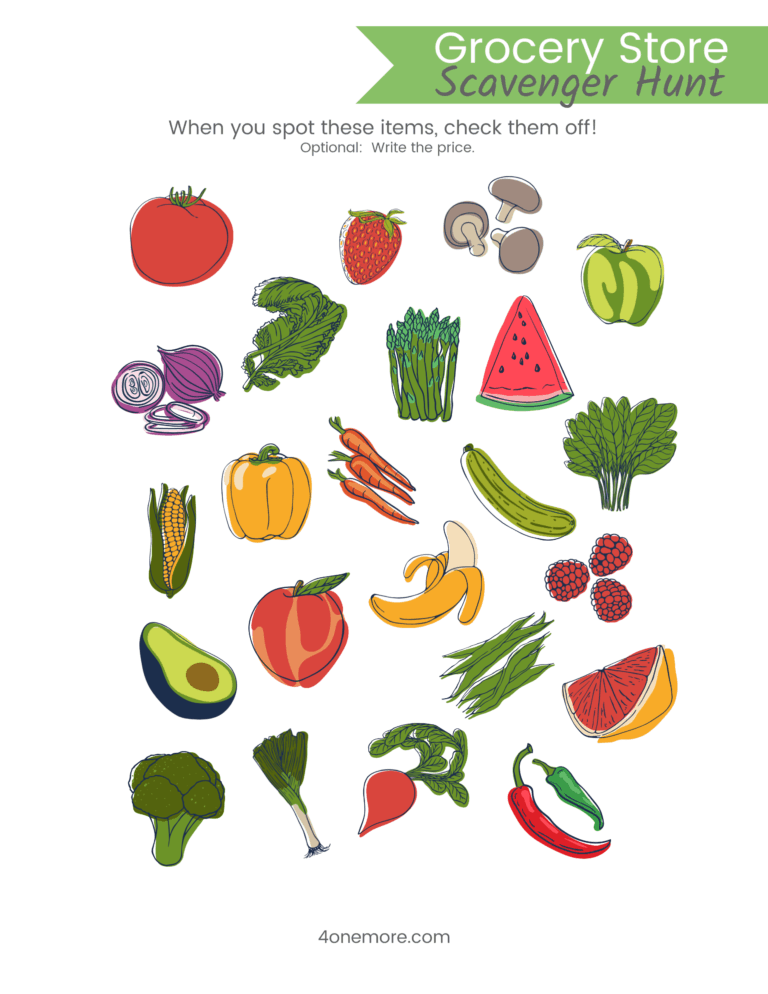 Grocery Store Scavenger Hunt Packet - 4onemore