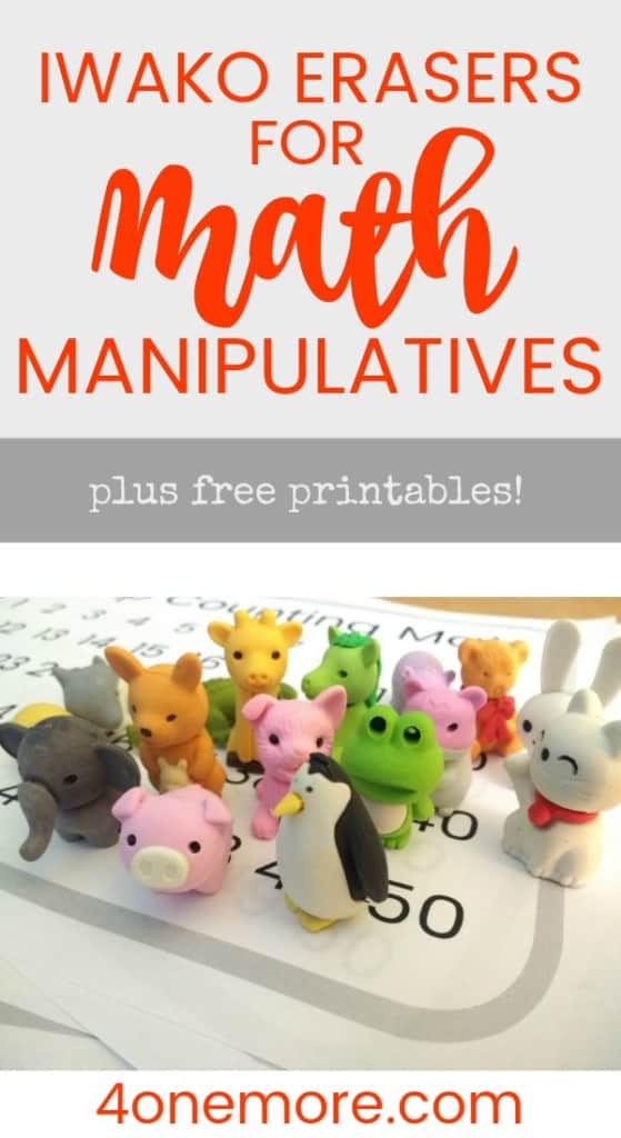 Iwako Erasers for Math Manipulatives (plus free printables)