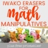 Iwako Erasers for Math Manipulatives (plus free printables)