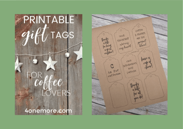 Printable Gift Tags for coffee lovers - 4onemore