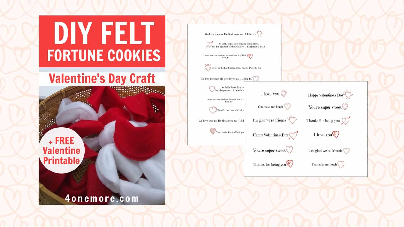DIY Felt Fortune Cookies Valentine's Day Craft + free Valentine ...
